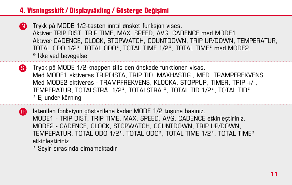 Sigma BC 1609 STS: Инструкция и руководство, Gösterge Değişimi ...